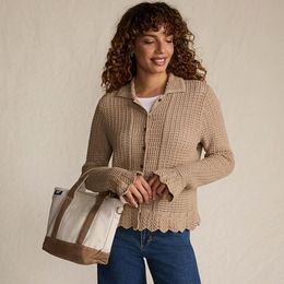 LANDS' END Cardigan in H&auml;kel-Optik f&uuml;r Damen in Petite-Gr&ouml;&szlig;e, Damen, size: petite, Braun, by Lands' End