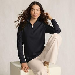LANDS' END Anyweather Fleece-Pullover mit Rei&szlig;verschluss f&uuml;r Damen, Damen, size: regular, Schwarz, Polyester, by Lands' End