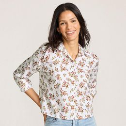 LANDS' END Kurze, b&uuml;gelfreie Hemdbluse f&uuml;r Damen, Damen, size: regular, Wei&szlig;, Baumwolle, by Lands' End