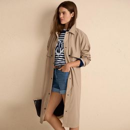 LANDS' END Langer Regenmantel f&uuml;r Damen, Damen, size: regular, Beige, Polyester/Polyurethan, by Lands' End
