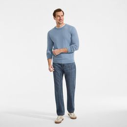 LANDS' END Merino-Rundhalspullover f&uuml;r Herren, Herren, size: regular, Blau, Wolle, by Lands' End