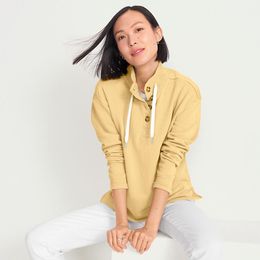 LANDS' END Pullover SERIOUS SWEATS mit Knopfleiste f&uuml;r Damen, Damen, size: regular, Gelb, Baumwoll-Mischung/Polyester-Mischung, by Lands' End