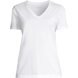 LANDS' END Supima Kurzarm-Shirt mit V-Ausschnitt f&uuml;r Damen in Plus-Gr&ouml;&szlig;e, Damen, size: plus, Wei&szlig;, Baumwolle, by Lands' End