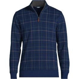 LANDS' END Rei&szlig;verschluss-Pullover aus Bedford-Ripp f&uuml;r Herren, Herren, size: regular, Blau, Baumwolle, by Lands' End