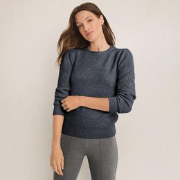 LANDS' END Pullover mit Pailletten f&uuml;r Damen in Petite-Gr&ouml;&szlig;e, Damen, size: petite, Blau, Polyacryl/Polyester-Mischung, by Lands' End