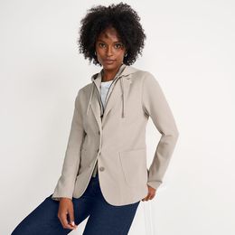LANDS' END Strickblazer mit abnehmbarer Kapuze f&uuml;r Damen, Damen, size: regular, Elfenbein, Baumwoll-Mischung/Polyester-Mischung, by Lands' End