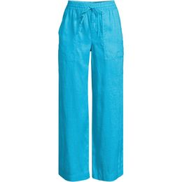 Weite 7/8-Leinenhose mit Dehnbund f&uuml;r Damen, Damen, size: regular, Blau, Leinen, by Lands' End