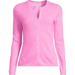 LANDS' END Kaschmir-Cardigan mit rundem Ausschnitt in Plus-Gr&ouml;&szlig;e, Damen, size: plus, Pink, Kaschmir, by Lands' End