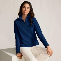 LANDS' END Anyweather Fleece-Pullover mit Rei&szlig;verschluss f&uuml;r Damen, Damen, size: regular, Blau, Polyester, by Lands' End