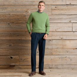 LANDS' END CLASSIC COMFORT. B&uuml;gelleichte Chino mit Bundfalten f&uuml;r Herren, Herren, size: regular, Blau, Baumwolle, by Lands' End
