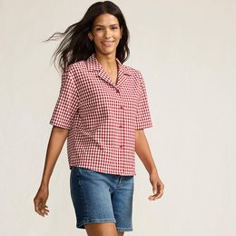 LANDS' END Gingham-Bluse mit kurzen &Auml;rmeln f&uuml;r Damen, Damen, size: regular, Rot, Baumwolle/Polyester/Polyester-Mischung, by Lands' End