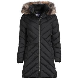 Isolierter FeatherFree&trade; Kapuzenmantel mit Webpelzfutter in Plus-Gr&ouml;&szlig;e, Damen, size: plus, Schwarz, Polyester/Nylon, by Lands' End