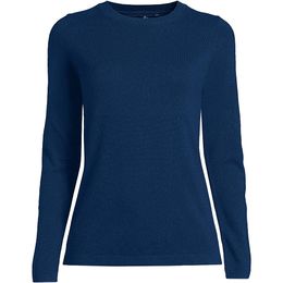 LANDS' END Kaschmir-Pullover mit rundem Ausschnitt, Damen, size: regular, Blau, Kaschmir, by Lands' End