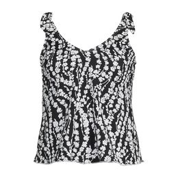 LANDS' END Tankini-Top mit geknoteten Tr&auml;gern und Flattersaum f&uuml;r Damen in Plus-Gr&ouml;&szlig;e, Damen, size: plus, Schwarz, Elasthan/Nylon-Mischung, by Lands' End