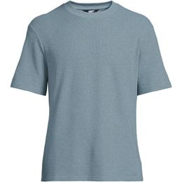 LANDS' END Premium Shirt mit Leinen und Waffelstruktur f&uuml;r Herren, Herren, size: regular, Blau, Leinen/Polyester-Mischung, by Lands' End