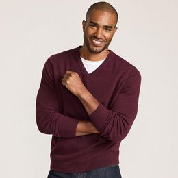 LANDS' END Kaschmirpullover mit V-Ausschnitt, Herren, size: regular, Rot, Kaschmir, by Lands' End