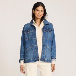 LANDS' END Trucker-Jeansjacke, oversized f&uuml;r Damen, Damen, size: regular, Blau, Baumwoll-Mischung/Polyester-Mischung, by Lands' End