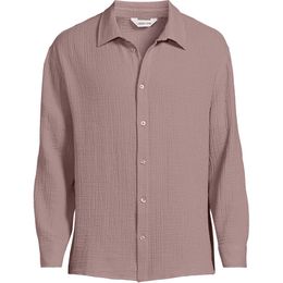 LANDS' END Doppellagiges Langarm-Hemd f&uuml;r Herren, Herren, size: regular, Pink, by Lands' End