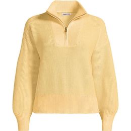 LANDS' END Stehkragenpullover mit Rei&szlig;verschluss DRIFTER f&uuml;r Damen, Damen, size: regular, Gelb, Baumwolle, by Lands' End