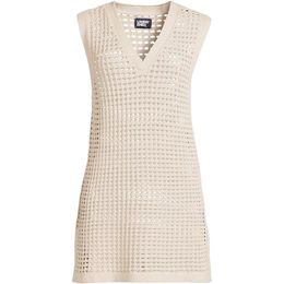 LANDS' END Strick-Strandkleid mit V-Ausschnitt f&uuml;r Damen in Plus-Gr&ouml;&szlig;e, Damen, size: plus, Beige, Baumwolle, by Lands' End