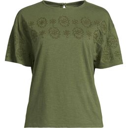 LANDS' END Flammgarn-Shirt mit Stickereien f&uuml;r Damen, Damen, size: regular, Gr&uuml;n, Baumwolle, by Lands' End