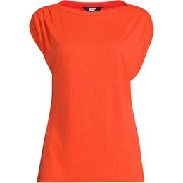 LANDS' END Shirt aus Leinenmix mit U-Boot-Ausschnitt f&uuml;r Damen, Damen, size: regular, Orange, Leinen/Viskose, by Lands' End