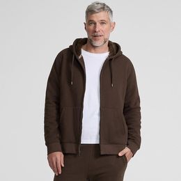 LANDS' END Sweat-Kapuzenjacke mit Teddyfleece-Innenseite f&uuml;r Herren, Herren, size: regular, Braun, Elasthan/Baumwoll-Mischung, by Lands' End