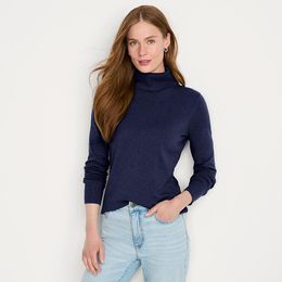 LANDS' END Feinstrick-Rollkragenpullover aus Baumwolle f&uuml;r Damen, Damen, size: regular, Blau, Baumwolle, by Lands' End