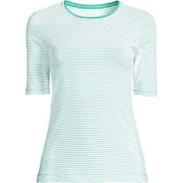 LANDS' END Shirt aus Baumwolle/Modal-Mix mit ellbogenlangen &Auml;rmeln und Rundausschnitt f&uuml;r Damen, Damen, size: regular, Wei&szlig;, Baumwolle Modal, by Lands' End