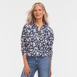 LANDS' END Kurze, b&uuml;gelfreie Hemdbluse f&uuml;r Damen, Damen, size: regular, Blau, Baumwolle, by Lands' End