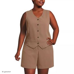 LANDS' END Weste aus Cr&ecirc;pe f&uuml;r Damen in Plus-Gr&ouml;&szlig;e, Damen, size: plus, Braun, Polyester, by Lands' End