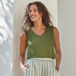LANDS' END &Auml;rmelloses Soft Flow Top aus Leinenmix f&uuml;r Damen, Damen, size: regular, Gr&uuml;n, Leinen/Baumwolle Modal, by Lands' End