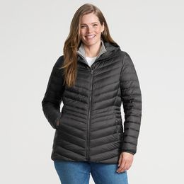 LANDS' END Daunenjacke WANDERWEIGHT Verstaubar Ultraleicht mit Kapuze f&uuml;r Damen, Damen, size: regular, Schwarz, Nylon/Daunen, by Lands' End