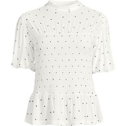 LANDS' END Silk Knit Smok-Shirt mit kurzen &Auml;rmeln f&uuml;r Damen in Plus-Gr&ouml;&szlig;e, Damen, size: plus, Elfenbein, Polyester-Mischung, by Lands' End