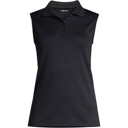 &Auml;rmelloses Supima-Poloshirt f&uuml;r Damen in Plus-Gr&ouml;&szlig;e, Damen, size: plus, Schwarz, Baumwolle, by Lands' End