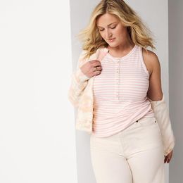 LANDS' END &Auml;rmelloses Henley-Shirt f&uuml;r Damen, Damen, size: regular, Elfenbein, Elasthan/Kunstseide/Viskose, by Lands' End