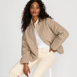 LANDS' END Fleecejacke in Curly-Optik f&uuml;r Damen, Damen, size: regular, Beige, Polyester, by Lands' End