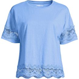 LANDS' END Flammgarn-Shirt mit Bord&uuml;ren f&uuml;r Damen, Damen, size: regular, Blau, Baumwolle, by Lands' End