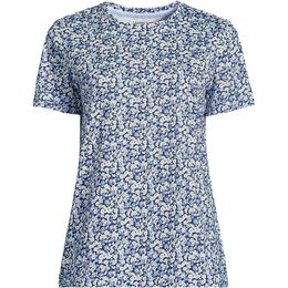 LANDS' END Supima Kurzarm-Shirt mit rundem Ausschnitt f&uuml;r Damen in Petite-Gr&ouml;&szlig;e, Damen, size: petite, Blau, Baumwolle, by Lands' End