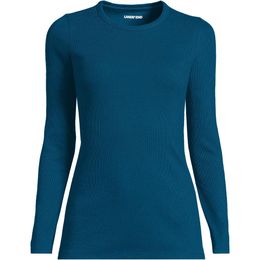 LANDS' END Langarmshirt aus mikrofeinem Baumwollripp f&uuml;r Damen in Plus-Gr&ouml;&szlig;e, Damen, size: plus, Blau, Baumwolle/Elasthan, by Lands' End