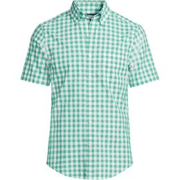 Gemustertes Popelin-Kurzarmhemd f&uuml;r Herren, Classic Fit, Herren, size: regular, Gr&uuml;n, Baumwolle, by Lands' End
