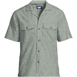 LANDS' END Kurzarmhemd aus Baumwoll-/Leinenmix f&uuml;r Herren, Herren, size: regular, Gr&uuml;n, Leinen/Baumwoll-Mischung, by Lands' End