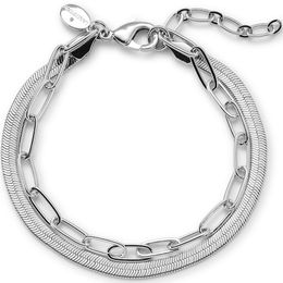 LANDS' END Wasserfestes Doppelkettenarmband f&uuml;r Damen, Damen, size: regular, Grau, by Lands' End