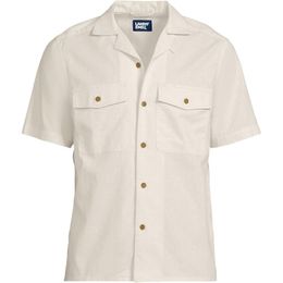 LANDS' END Kurzarmhemd aus Baumwoll-/Leinenmix f&uuml;r Herren, Herren, size: regular, Elfenbein, Leinen/Baumwoll-Mischung, by Lands' End