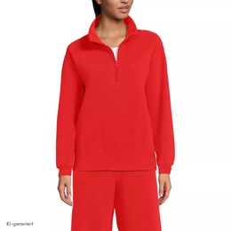 LANDS' END Serious Sweats Pullover mit Rei&szlig;verschluss, Damen, size: regular, Rot, Baumwoll-Mischung/Polyester-Mischung, by Lands' End