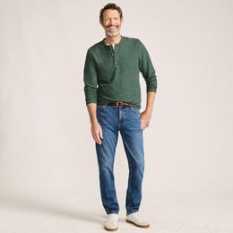 LANDS' END Struktur-Henleyshirt mit Leinen f&uuml;r Herren, Herren, size: regular, Gr&uuml;n, Leinen/Polyester/Polyester-Mischung, by Lands' End