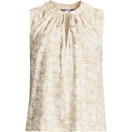 LANDS' END Top aus Leinenmix mit Bindekragen f&uuml;r Damen, Damen, size: regular, Beige, Leinen, by Lands' End