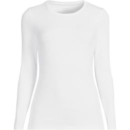 LANDS' END Langarmshirt aus mikrofeinem Baumwollripp f&uuml;r Damen in Plus-Gr&ouml;&szlig;e, Damen, size: plus, Wei&szlig;, Baumwolle/Elasthan, by Lands' End