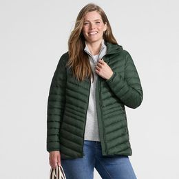 LANDS' END Daunenjacke WANDERWEIGHT Verstaubar Ultraleicht mit Kapuze f&uuml;r Damen in Petite-Gr&ouml;&szlig;e, Damen, size: petite, Gr&uuml;n, Nylon/Daunen, by Lands' End