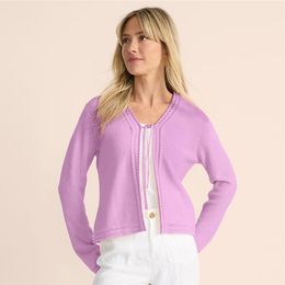 LANDS' END Cardigan aus Leinenmix zum Binden f&uuml;r Damen, Damen, size: regular, Lila, Baumwolle/Leinen, by Lands' End
